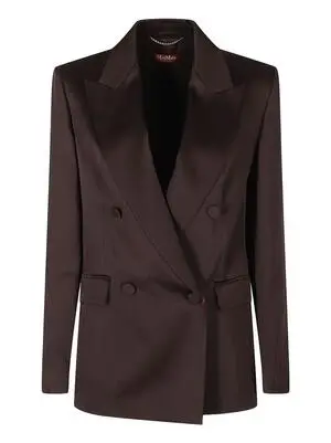 Max Mara Double Breasted Acetate Blend Jacket - Brown