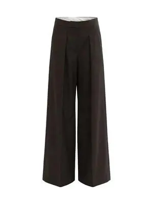 NISSA Wide-leg Pleated Polyester Pants - Multicolor