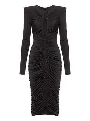 NISSA Long Sleeve Ruched Evening Dress - Multicolor