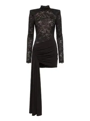 NISSA Lace And Draped Evening Dress - Multicolor