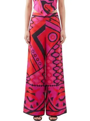 Emilio Pucci Printed Silk Wide-leg Pants - Pink