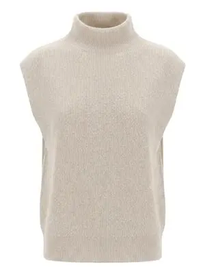 Peserico PESERICO Ribbed Wool Turtleneck Vest Multicolor