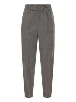 Peserico Peserico Virgin Wool And Cashmere Tapered Trousers Gray
