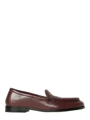 Bottega Veneta Burgundy Leather Woven Detail Loafers - Red