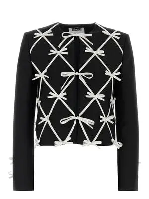 Moschino Virgin Wool Blazer With Bow Embellishments - Black