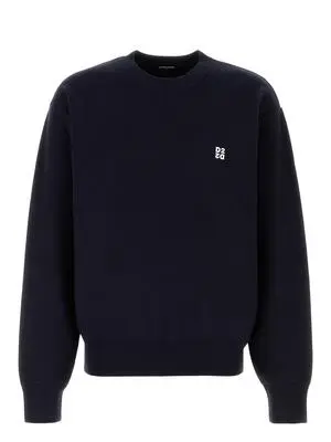 Dsquared2 Dsquared2 Viscose Blend Crewneck Sweater With Metal Detail Blue