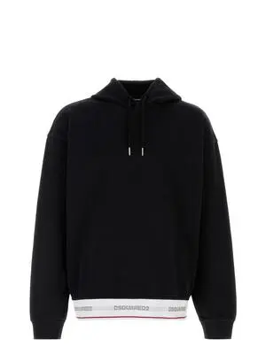 Dsquared2 Cotton Oversized Sweatshirt With Logo Band - Black