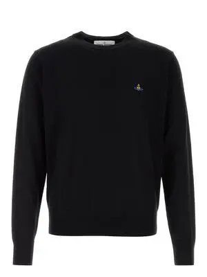 VIVIENNE WESTWOOD Wool Orb Embroidered Crewneck Sweater - Black