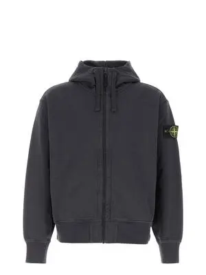 STONE ISLAND STONE ISLAND Cotton Zippered Hoodie With Detachable Logo Patch