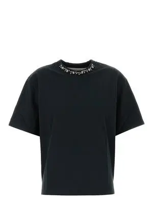 GOLDEN GOOSE Slate Cotton T-shirt With Jewel Embellishment - Black