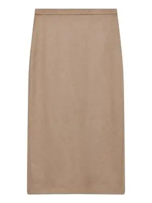 Max Mara Camel Brushed Wool Pencil Skirt - Brown