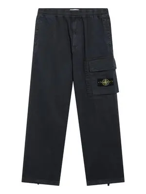 Stone Island STONE ISLAND Navy Cotton Jogger Pants With Compass Logo Badge Blue