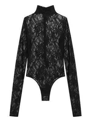 Andamane Lace High Neck Bodysuit - Black