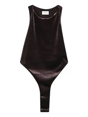Andamane Velvet-effect Halterneck Bodysuit - Brown