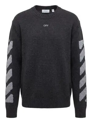 Off-White Diag Fuzzy Crew Neck Sweater - Multicolor