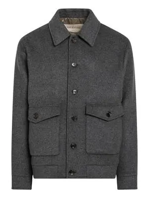 Valentino Garavani Grey Wool And Cashmere-blend Overshirt Jacket - Gray