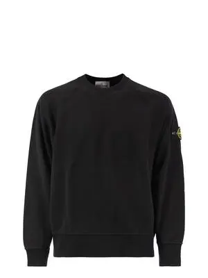Stone Island Cotton Crew Neck Sweatshirt With Compass Badge - Black