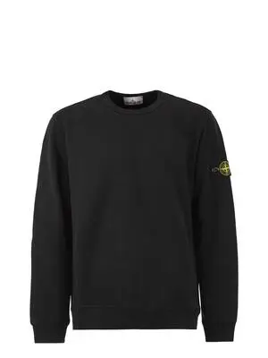 Stone Island Cotton Crew Neck Sweatshirt With Compass Badge - Black