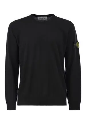 Stone Island STONE ISLAND RWS Pure Lightweight Wool Crew-Neck Jumper With Embossed Stitching Black