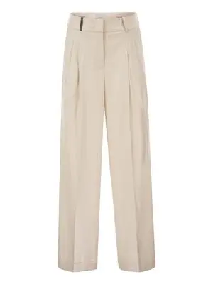 Peserico Tailored Virgin Wool Stretch Trousers With Front Pleats - Multicolor