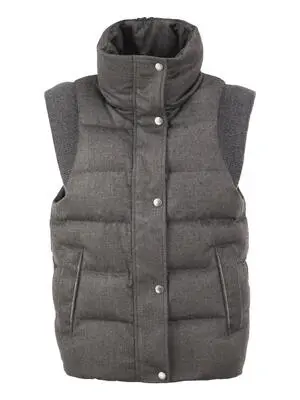 Peserico Padded High-neck Gilet With Lurex Knit Details - Multicolor