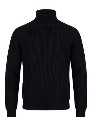 PT TORINO Virgin Wool & Cashmere Ribbed Knit Turtleneck - Black