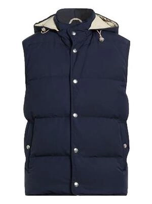 Eleventy Sleeveless Hooded Down Vest - Navy