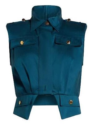 Elisabetta Franchi Sleeveless Lycra Shirt With Button Embellishments - Green
