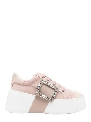ROGER VIVIER Viv Skate High Strass Leather Sneakers - Multicolor