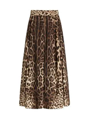 Dolce & Gabbana Leo Print Cotton Midi Skirt - Multicolor