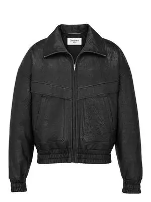 Saint Laurent Leather Bomber Jacket - Multicolor