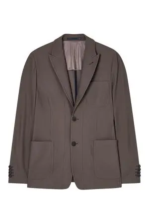 Giorgio Armani Single-breasted Jacket In Technical Waffle Fabric - Beige