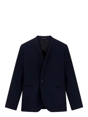 Giorgio Armani Single-breasted Jacket In Technical Waffle Fabric - Black