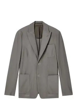 Giorgio Armani Single-breasted Jacket In Technical Waffle Fabric - Grey