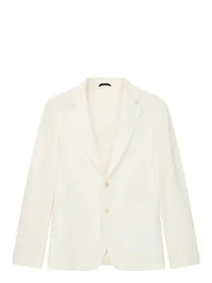 Giorgio Armani Single-breasted Jacket In Technical Waffle Fabric - White