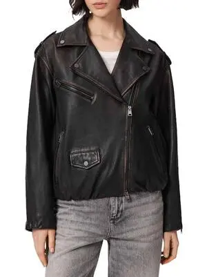 ALLSAINTS Samina Leather Biker Jacket - Black/brown