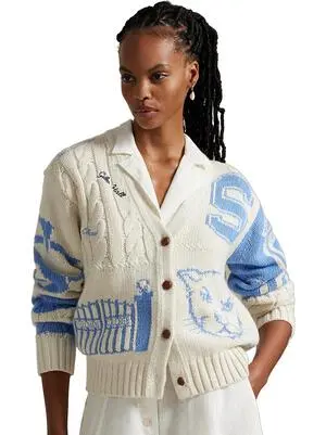 Ralph Lauren Spelman College Patchwork Cardigan - Cream Multi
