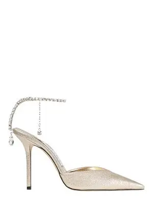 JIMMY CHOO Pointed-toe Stiletto Heels With Crystal Ankle Strap - Golden