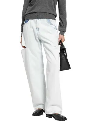 MAISON MARGIELA Bleached Cut-out Barrel Leg Jeans - Blue