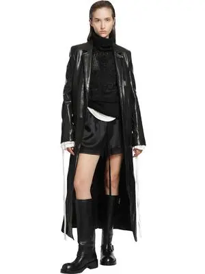ANN DEMEULEMEESTER Virva Grained Leather Coat - Black