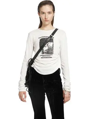 ANN DEMEULEMEESTER Dot Wrinkled Cropped Long Sleeve Top - White
