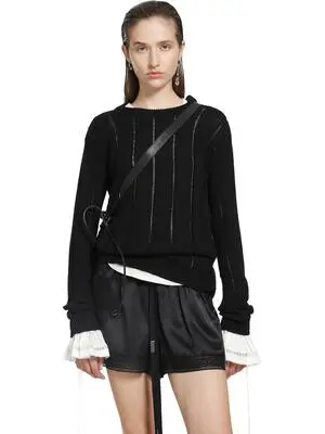 ANN DEMEULEMEESTER Cotton-cashmere Pinstripe Sweater - Black