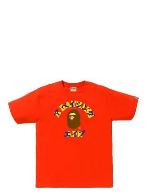 A BATHING APE Bicolor Katakana College Tee Shirt Orange