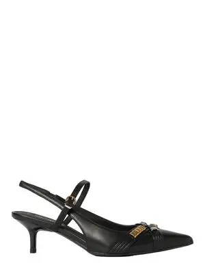 Pinko Gloria 18 Leather Slingbacks With Stud Embellishments Black