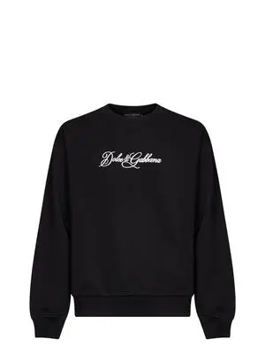Dolce & Gabbana Black Cotton Embroidered Crewneck Sweatshirt - Multicolor