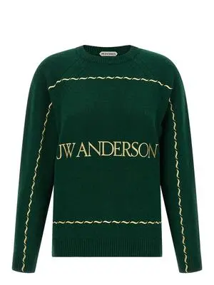 JW Anderson Embroidered Logo Crewneck Sweater - Green