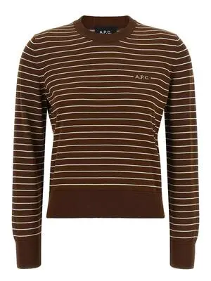 A.p.c. Sima' Striped Cotton Sweater - Brown