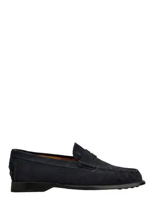 TOD'S Suede Gathered Loafers - Blue