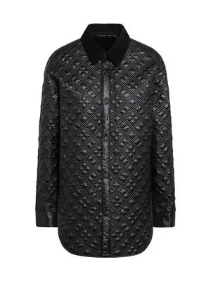 Moncler Padded Overshirt With Corduroy Collar - Black