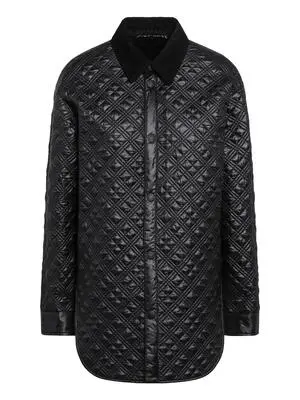 Moncler Padded Overshirt With Corduroy Collar - Black